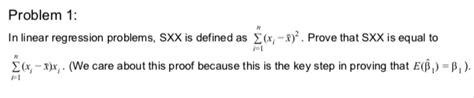 Solved Problem 1 In Linear Regression Problems Sxx Is