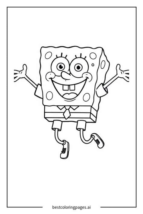 Spongebob Jumping Coloring Page Free Printable Bestcoloringpages Ai