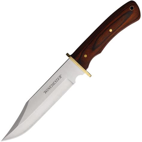 Winchester 6220005w Large Bowie Satin Fixed Blade Knife Brown Handles