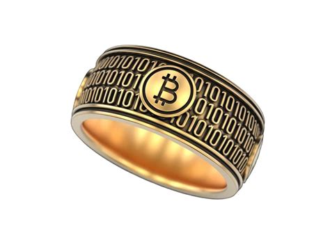 Ssjewel Bitcoin Band Ring Hip Hop Men Coin Engraved Money