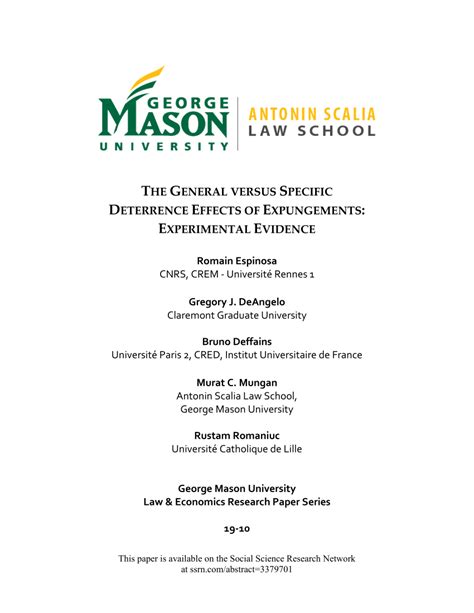 Pdf The General Versus Specific Deterrence Effects Of Expungements