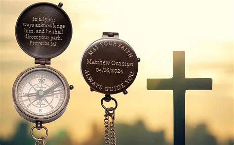 Personalized Confirmation Compass T For Boys Engraved Brass Christian Keepsake