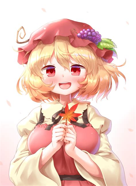 Safebooru 1girl Aki Minoriko Apron Arinu Blonde Hair Blush Commentary