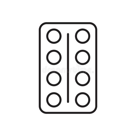 Pill Blister Packline In Thin Line Black Color Flat Simple Vector
