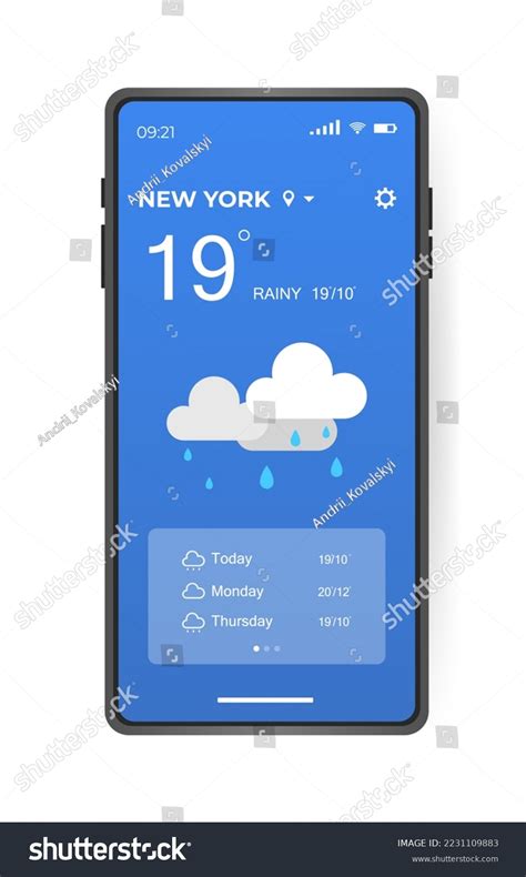 Mobile Weather App Interface Design Gui Stock Vector Royalty Free