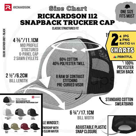 Size Chart Richardson 112 Cap Features Color Chart Richardson Snapback
