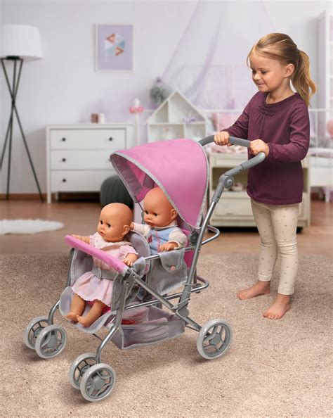 Cruise Folding Inline Double Doll Stroller Graypink Badger Basket