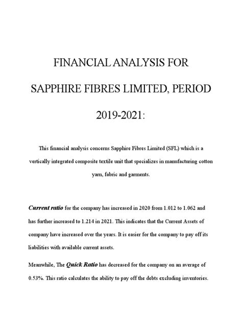 Financial Analysis For Sapphire Fibres Limited Pdf Debt Interest