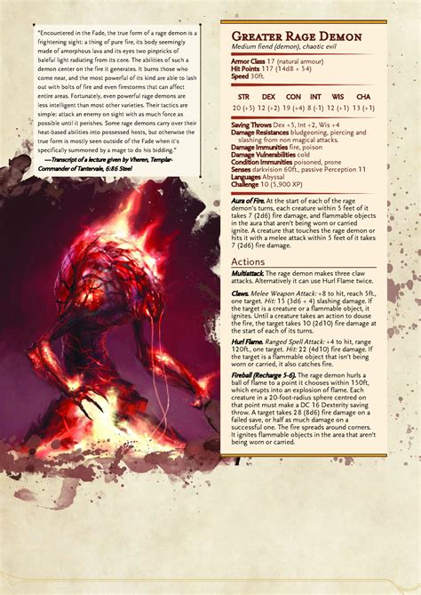 Dnd 5e Demons Demons Dnd 5e Monster Guide Lockl