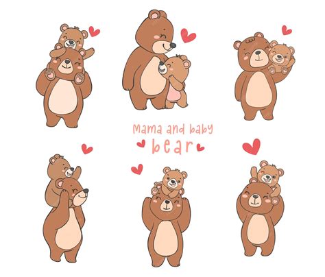 Linda Madre Osa Y Bebé Oso Teniendo Un Momento Conmovedor Juntos
