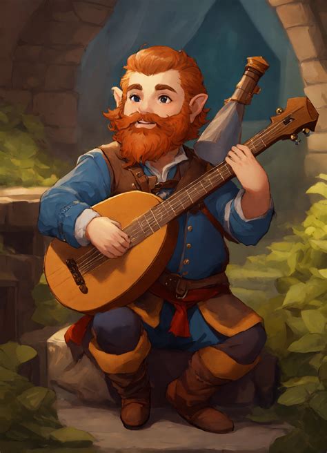 Lexica Halfling Bard Male With A Full Beard Playing A Lute