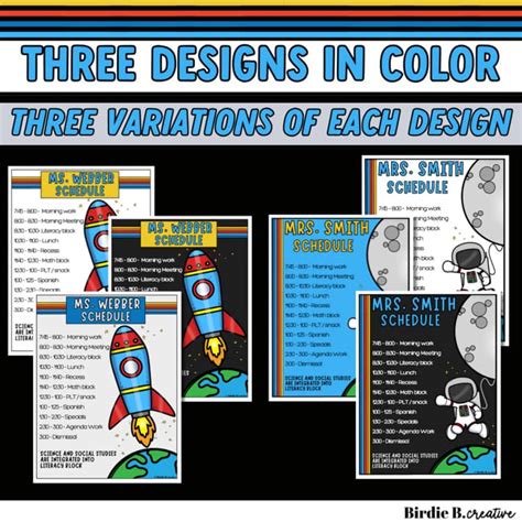 Class Schedule Template Editable Outer Space Theme Space Theme