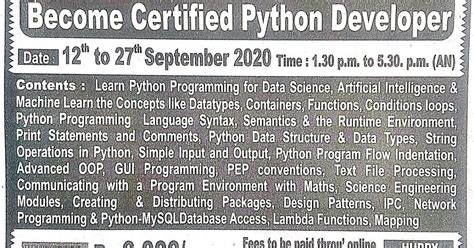 Msme Technology Development Centre Chennai Python Developer Course