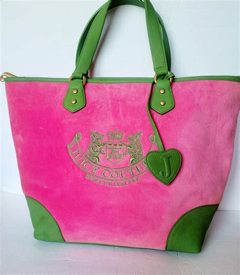 Vintage Y2k Juicy Couture Pink And Lime Green Tote Bag Pink And Green