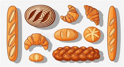 Loaf And Several Round Rolls Are Depicted Each With Distinct Stock