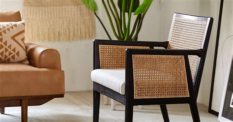 Modern Woven Cane Chair Mid Century Modern Pair Of Cane Rattan Back