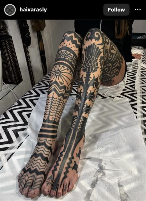 Black Leg Tattoos Spiritual Leg Sleeve Tattoo