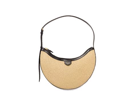 Demi Leather Trimmed Raffia Shoulder Bag Versatile Handbag