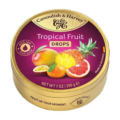 Cavendish And Harvey Tropical Fruit Candy Drops In Large Tin 200g