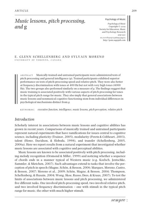 Pdf Music Lessons Pitch Processing And G