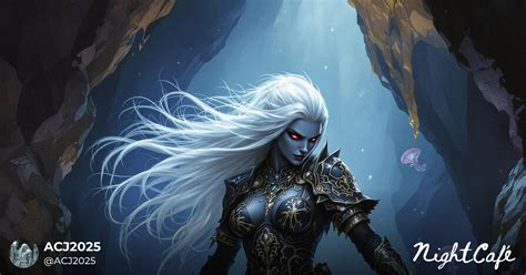 Drow 4 Drow Rogue Navigating Bioluminescent Underdark Terr
