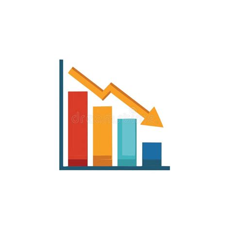 Colorful Bar Graph Showing Decrease With A Yellow Arrow Signifying A