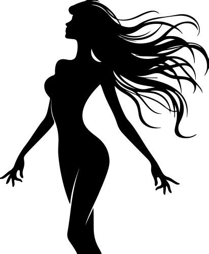 Silhouette Of Beautiful Girl In Profile With Long Vector Image