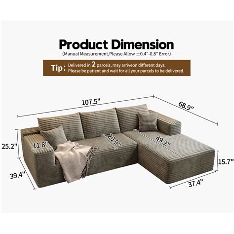 Mercer41 1075cloud Modular Sectional Sofa Couch With L Shape Chaise