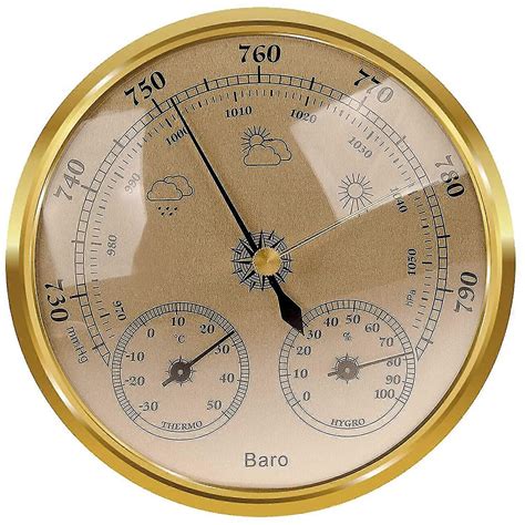 Analog Weather Station Barometerthermometerhygrometergold128mm