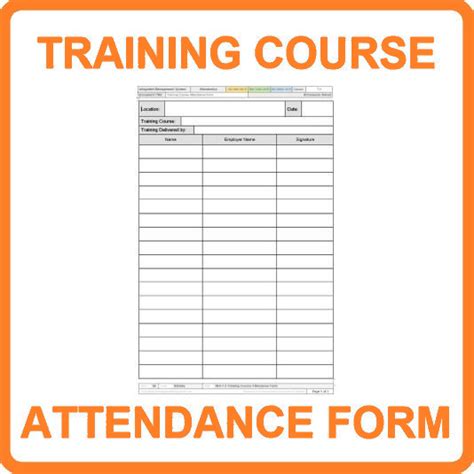 Training Course Attendance Form Brew Safety