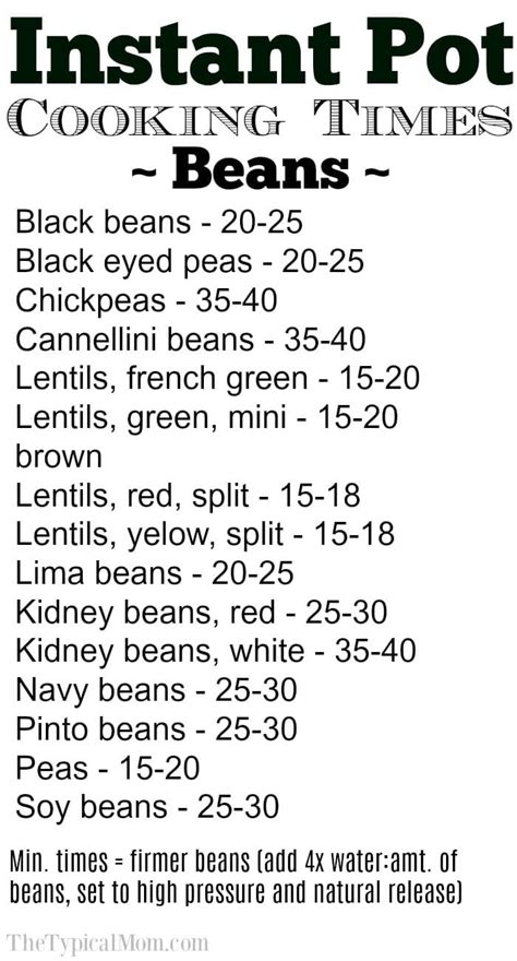 Instant Pot Cooking Chart Printable Meandastranger
