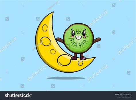 Cute Cartoon Kiwi Fruit Character Standing Stock Vector Royalty Free
