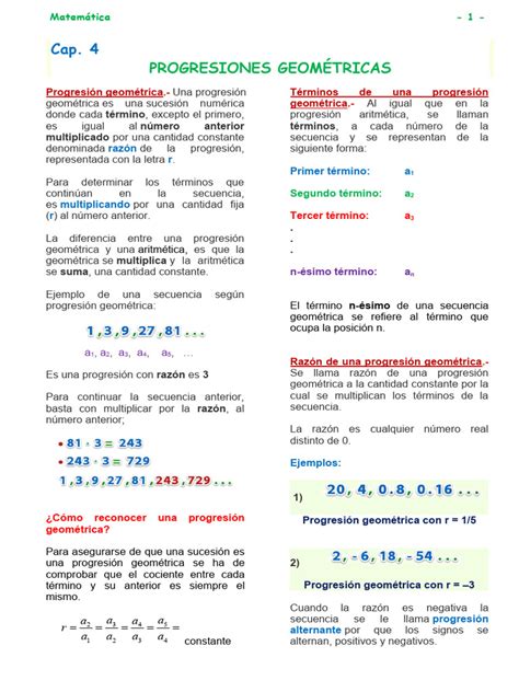 4 Progresiones GeomÉtricas Pdf