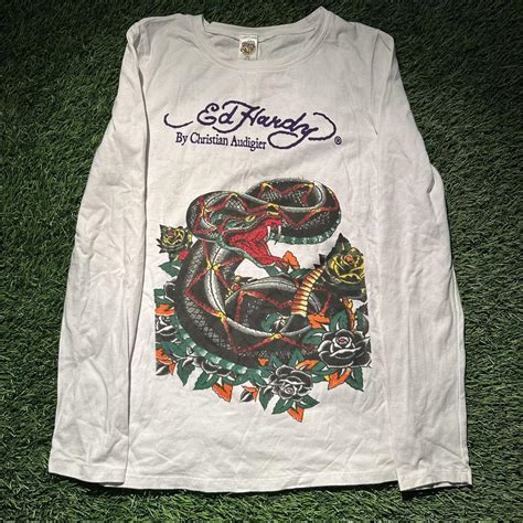 Insane Y2k Ed Hardy Long Sleeve Tee Xl Vintage Y2k Depop