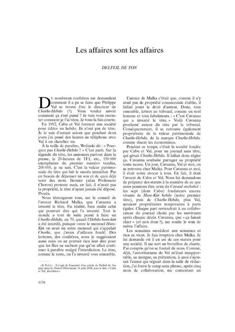 Les Affaires Sont Les Affaires Commentaire