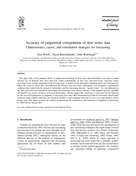 Pdf Accuracy Of Judgmental Extrapolation Of Time Series Data