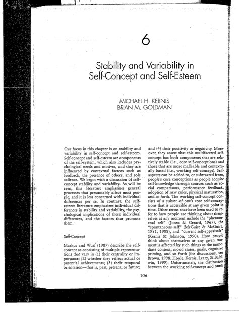 Pdf Stability And Variability In The Self Concept And Self Esteem