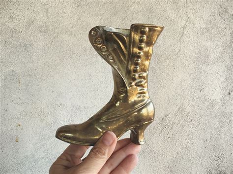 Brass Victorian Boot Figurine Brass Decor Victorian Decor Small