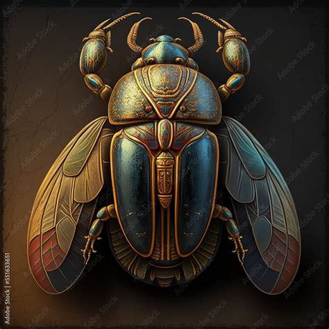 Ancient Egyptian Decorative Scarab Beetle Ai Stock Illustration