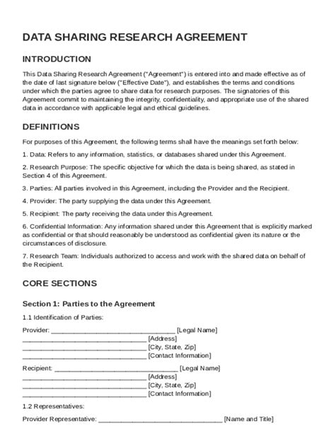 Data Sharing Research Agreement Template Fill Out And Sign Online Dochub