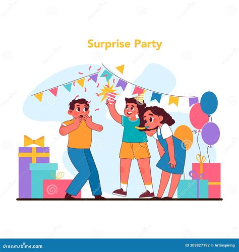 Surprise Party Concept Flat Vector Illustration Stock Illustration