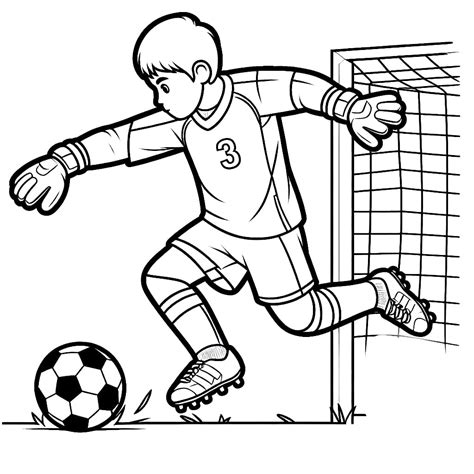 Voetbalkeeper Blokkeert De Bal Kleurplaat Kinderen Kleurplaat