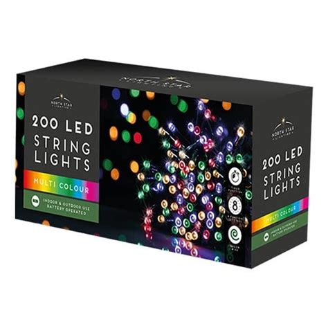 200 Multicoloured Led Battery Operated String Lights 20m Partyrama
