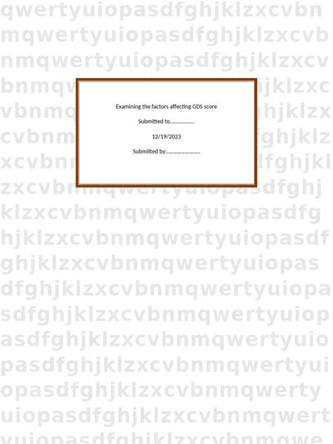 Examining The Factors Affecting Gds Score Pdf Students T Test