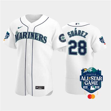 2023 All Star Game Seattle Mariners 28 Eugenio Suarez White Jersey