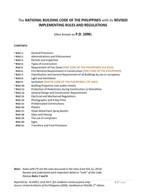 Alvarez Pd1096 Or National Building Code Of The Philippines Pdf
