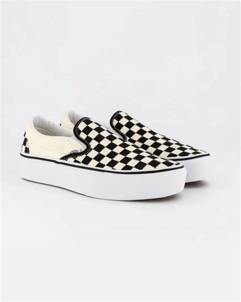 Shop Vans Classic Slip On Platform In White And Black Vans Au