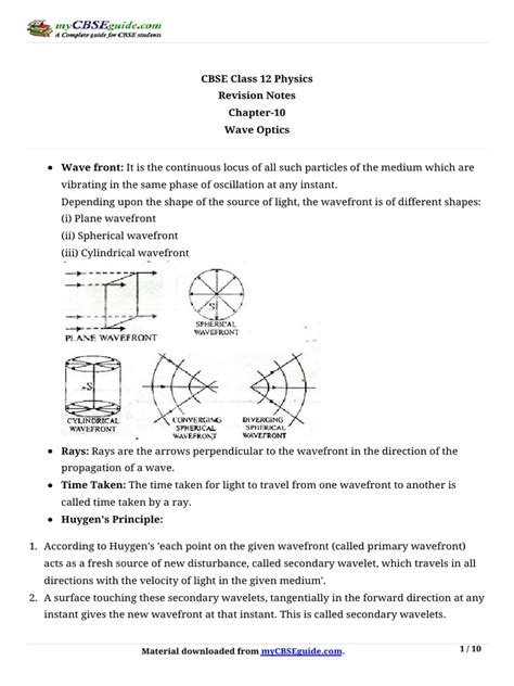 12 Physics Notes Ch10 Wave Optics Pdf Polarization Waves