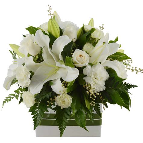 White Asiatic Lily And Rose Box Arrangement Same Day Delivery