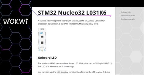 stm32 nucleo32 l031k6 wokwi docs
